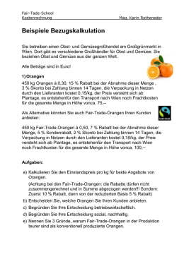 Übungszettel Bezugskalkulation mit Lösung