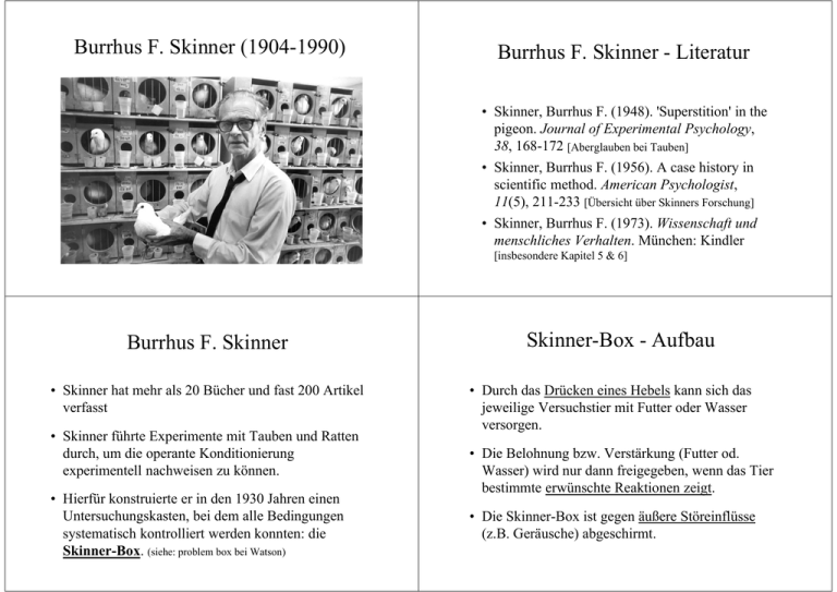 Burrhus F Skinner 1904 1990 Burrhus F Skinner