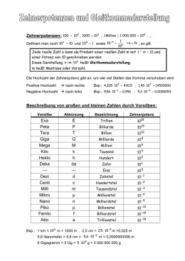 Zehnerpotenzen Erklaerungen und Aufgaben