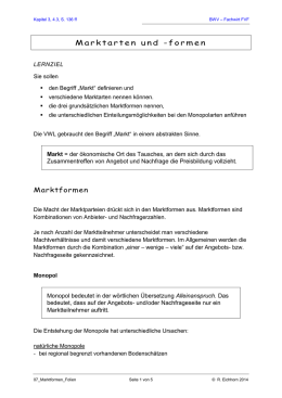 Arbeitsblatt „Markt und Marktformen“