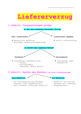 Schlechtleistung (Mangelhafte Lieferung)