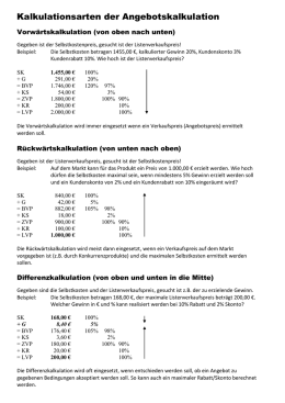 Aufgaben V: Handelskalkulation Aufgabe 1