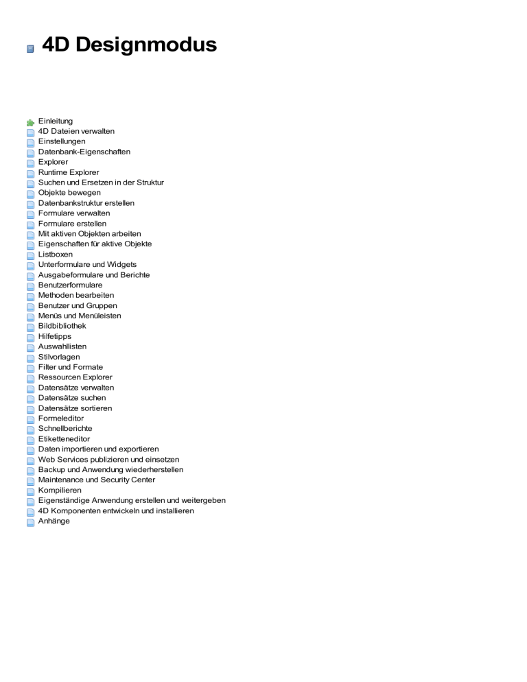 4D Doc Center : 4D Designmodus