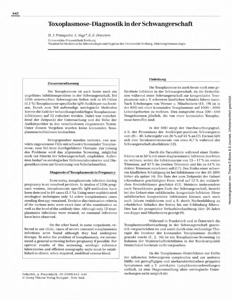 Toxoplasmose-Diagnostik in der Schwangerschaft