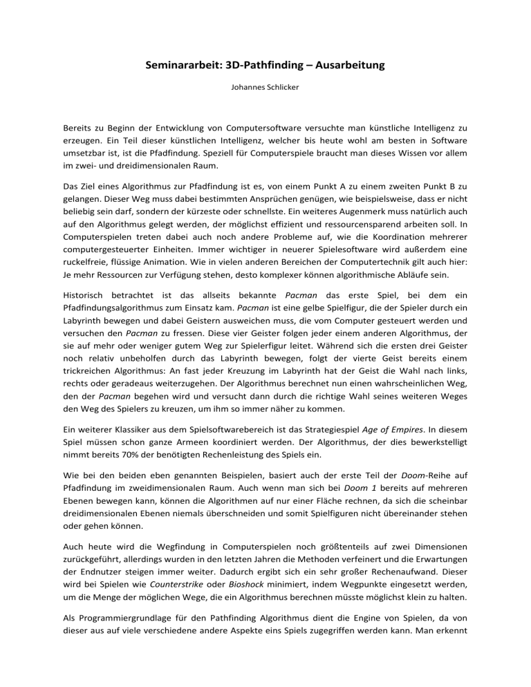Seminararbeit: 3D-Pathfinding – Ausarbeitung