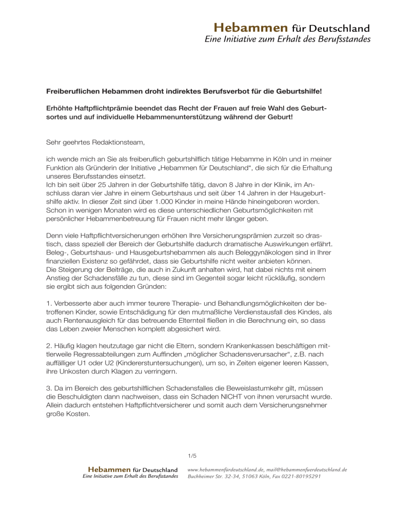 Hebammen für Deutschland - Was die Massenmedien verschweigen
